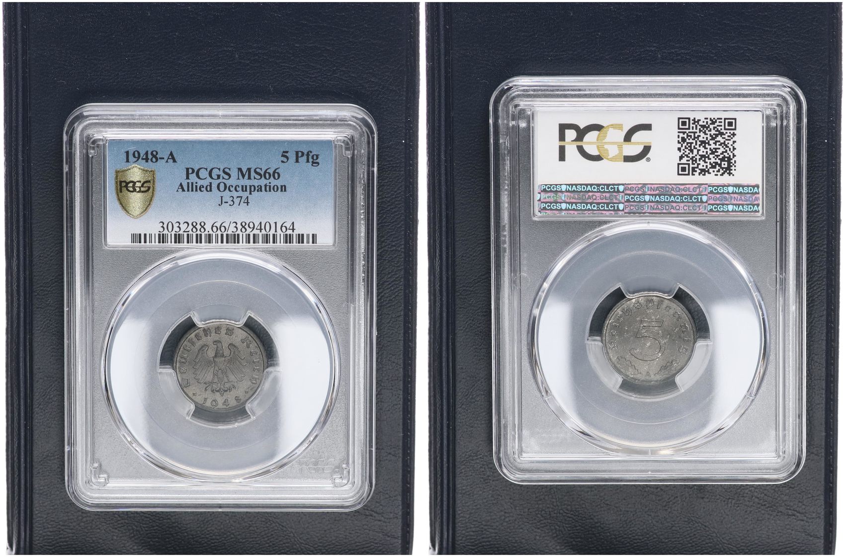 Allied Occupation 1948-A Alliierte Besetzung 5 Pfennig 1948 A Stempelglanz PCGS zertifiziert ...