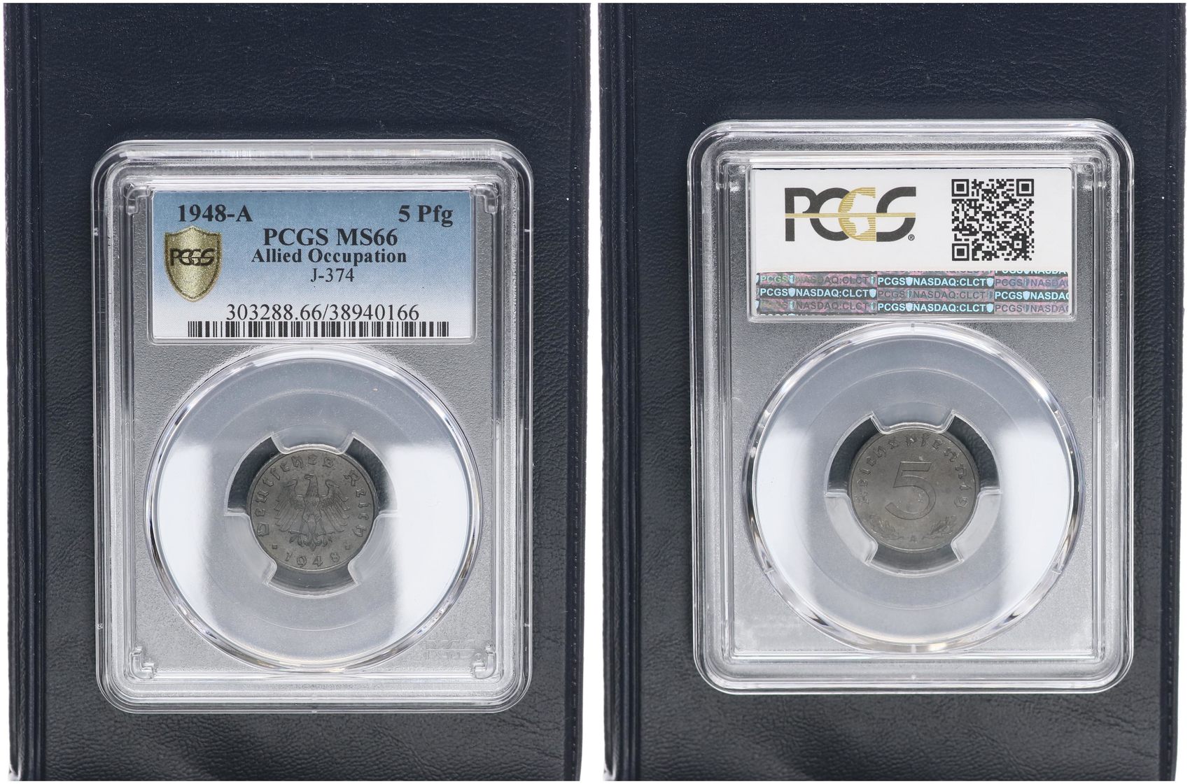 Allied Occupation 1948-A Alliierte Besetzung 5 Pfennig 1948 A Stempelglanz PCGS zertifiziert ...