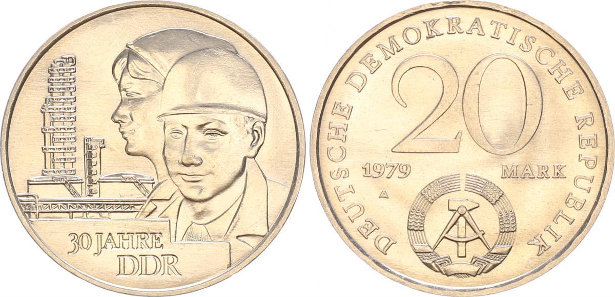 Deutschland / DDR 20 Mark 1979 30 Jahre DDR prägefrisch | MA-Shops