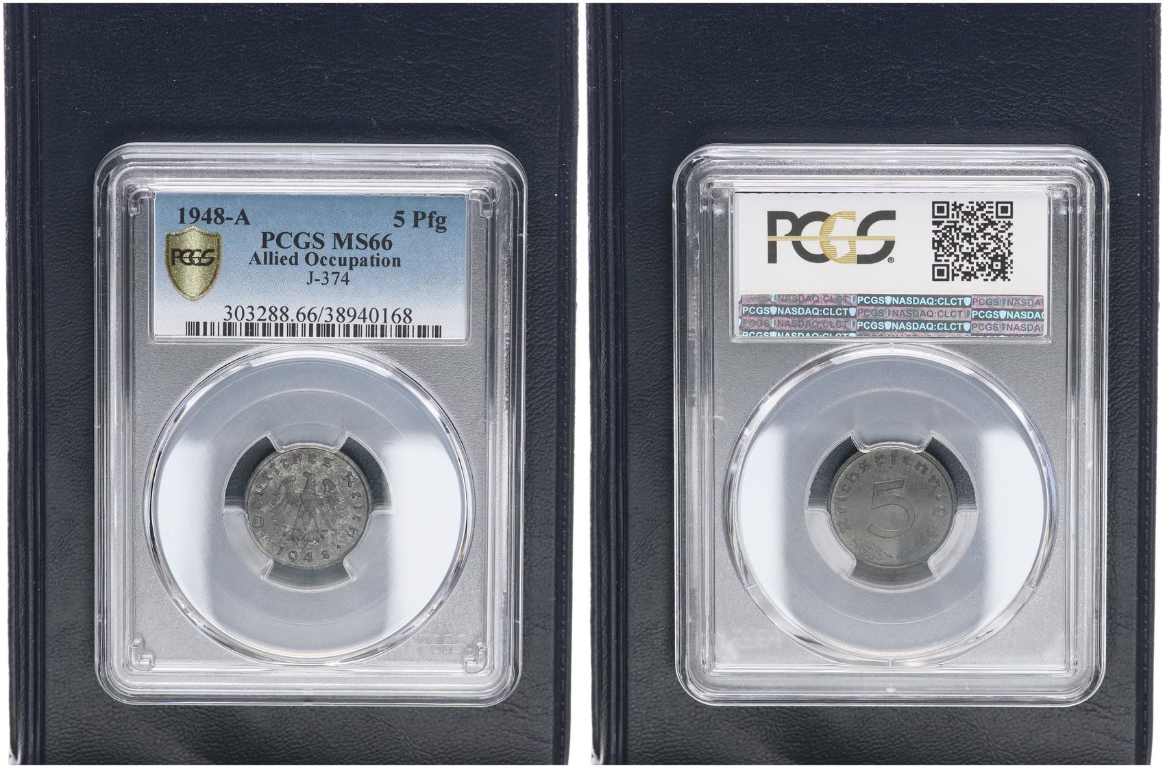 Allied Occupation 1948-A Alliierte Besetzung 5 Pfennig 1948 A Stempelglanz PCGS zertifiziert ...