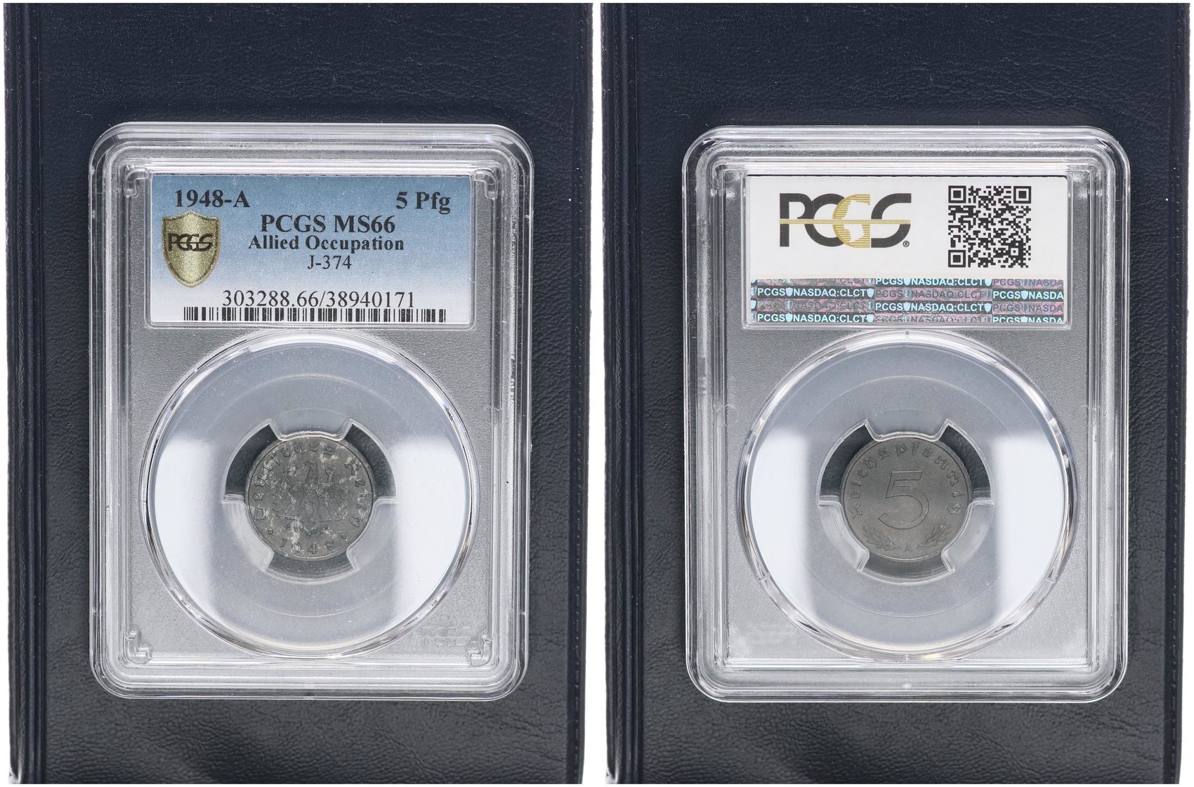 Allied Occupation 1948-A Alliierte Besetzung 5 Pfennig 1948 A Stempelglanz PCGS zertifiziert ...