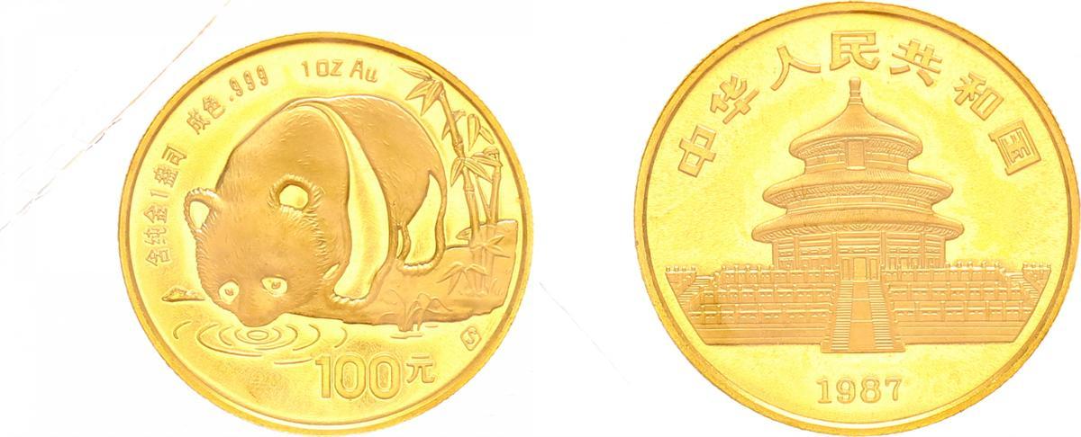 China 100 Yuan Panda 1987, 1 Unze Gold Panda original sealed,original ...