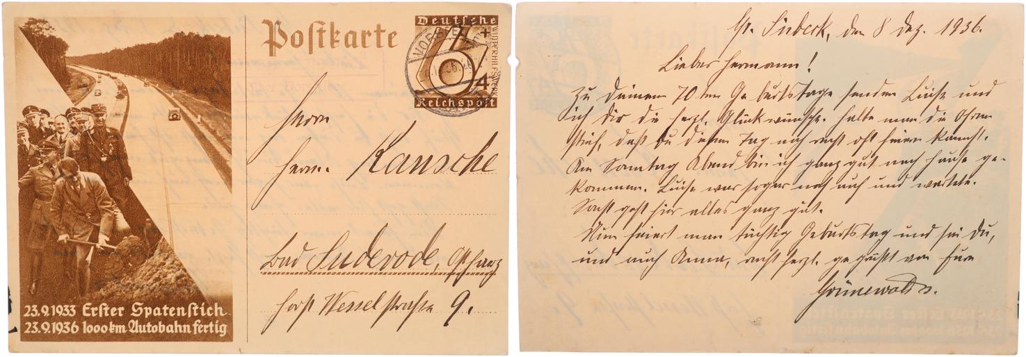 3. Reich 1936 Postkarte mit Adilf Hitler guter Zustand | MA-Shops