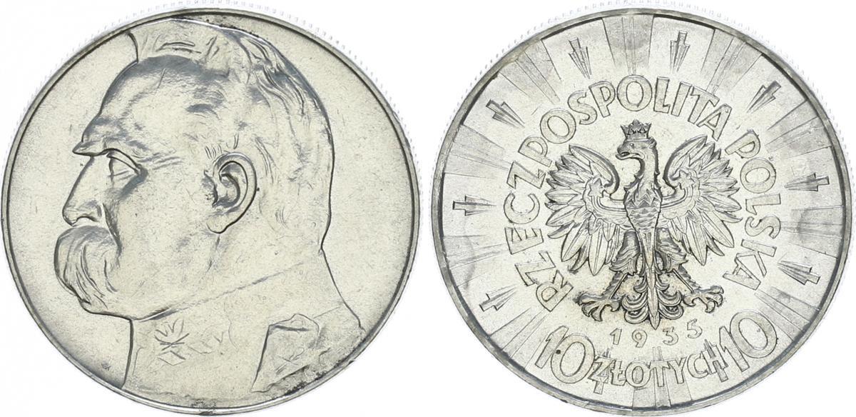 Polen - zweite Republik Polen 10 Zloty Josef Pilsudski 1935 vz+ / vz-st | MA-Shops