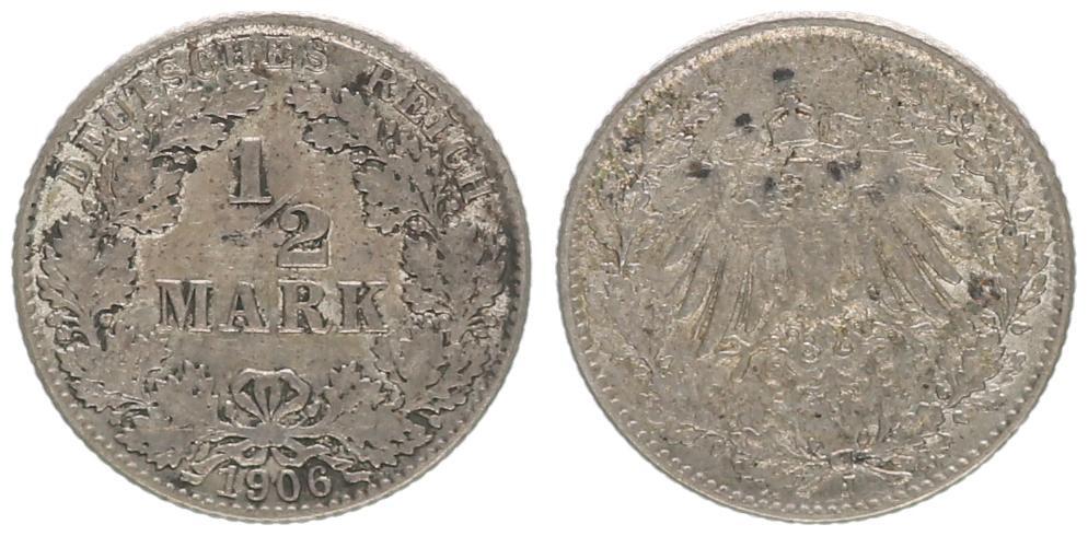 Kaiserreich Deutschland Deutsches Kaiserreich, 1/2 Mark Silber 1906 J ss-vz | MA-Shops