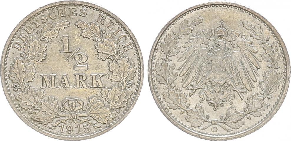 Kaiserreich Deutschland Deutsches Kaiserreich, 1/2 Mark Silber 1915 G prägefrisch | MA-Shops