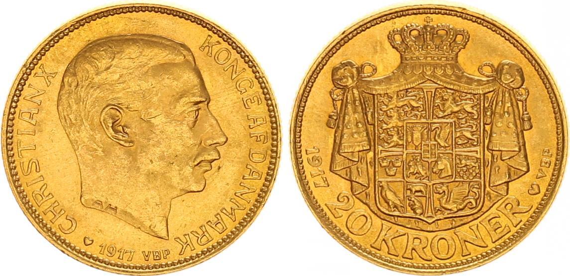 20 Kroner - 20 Kronen Dänemark 20 Kronen 1917 Christian X. f.st | MA-Shops