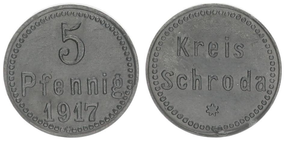 Schroda 5 Pfennig 1917 St Georgen 50 Pfennig 1918 vz | MA-Shops