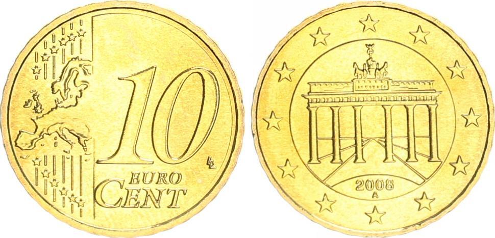 Deutschland 10 Cent 2008 A prägefrisch seltenes Jahr !!! | MA-Shops
