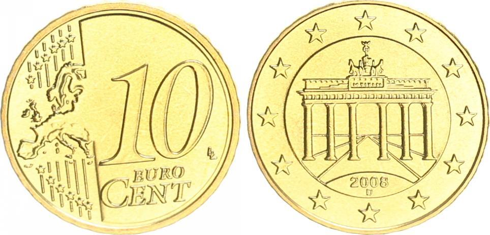 Deutschland 10 Cent 2008 D prägefrisch seltenes Jahr !!! | MA-Shops