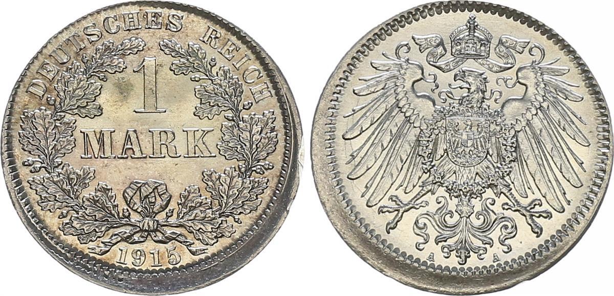 Deutsches Kaiserreich 1 Mark Fehlprägung Kaiserreich 1 Mark 1915 A Silber 10% dezentriert ...