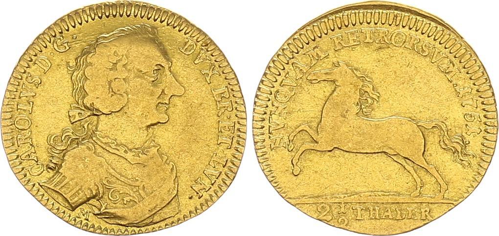2 1/2 Taler Gold 2 1/2 Taler Gold 1751 Braunschweig - Lüneburg sehr ...