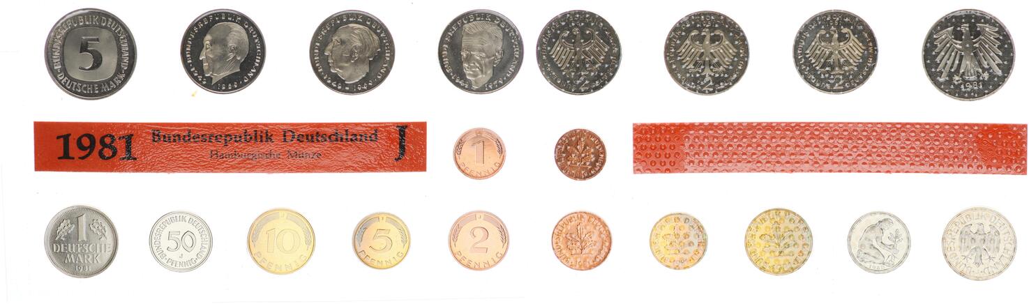 Deutschland / BRD / Kurssätze 1Pf. bis 5 DM BRD Kurssatz Einzelplatte ...