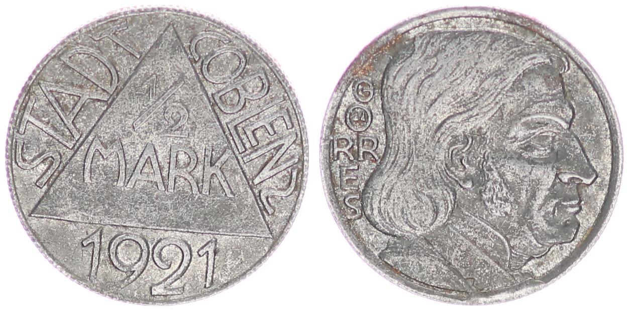 Deutschland Coblenz 1/2 Mark 1921 ss+ | MA-Shops