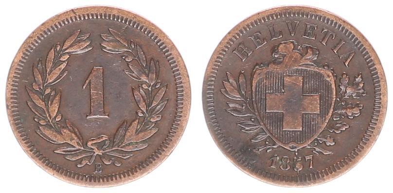Schweiz 1 Rappen 1857 B, ss+ | MA-Shops