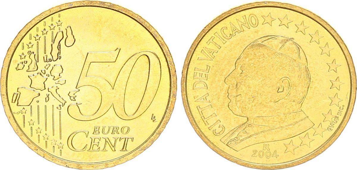 Vatikan 50 Cent 2004 Kursmünze mit Papstmotiv prägefrisch | MA-Shops
