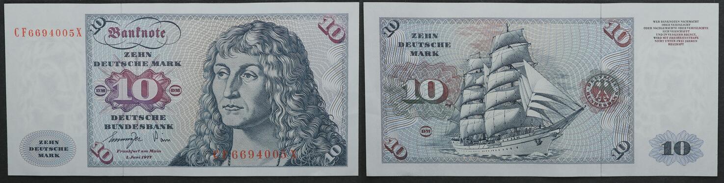 Deutschland - BRD 10 DM - 10 Deutsche Mark 1. Juni 1977 10 DM Banknote ...