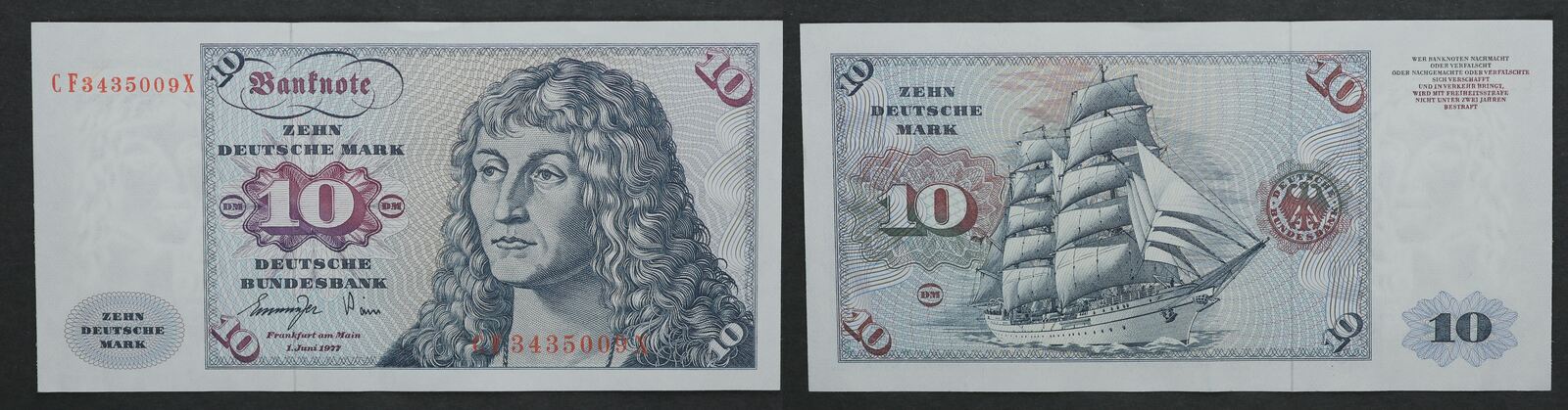 Deutschland - BRD 10 DM - 10 Deutsche Mark 1. Juni 1977 10 DM Banknote ...