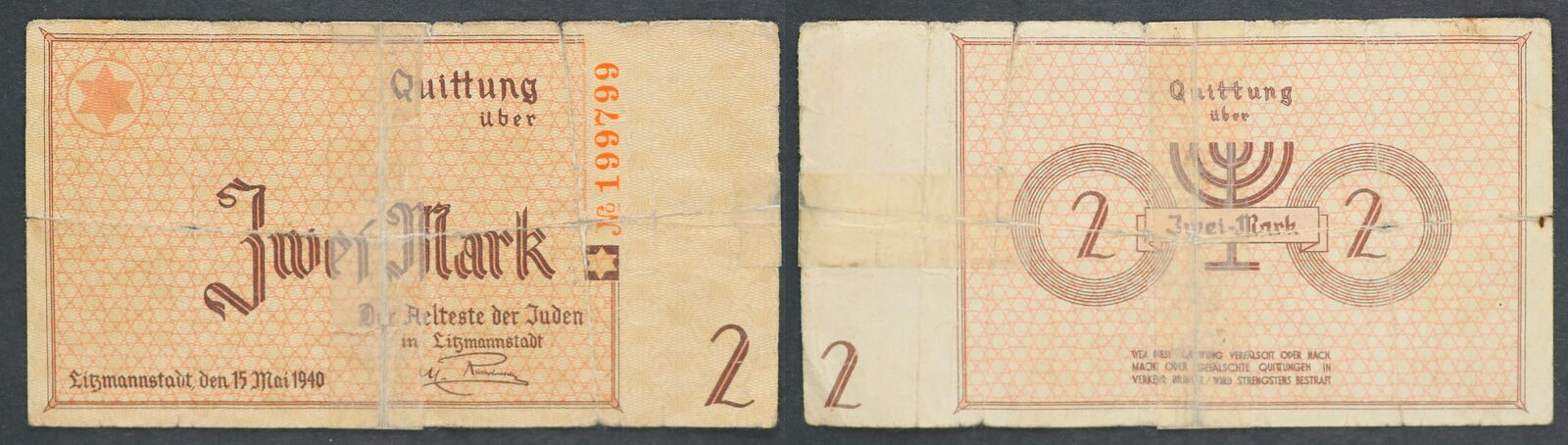 Deutschland / Polen / Getto Litzmannstadt 2 Mark Geldschein Getto ...