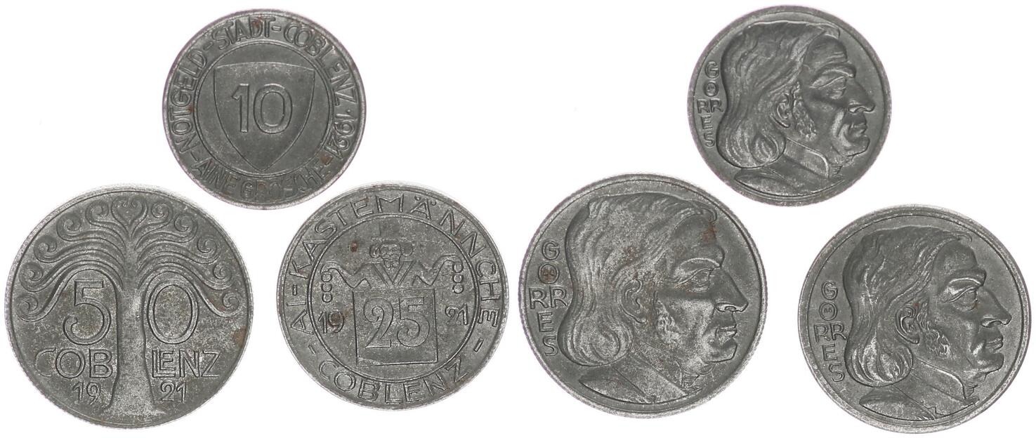 Deutschland Coblenz LOT: 10, 25 & 50 Pfennig 1921 ss-vz | MA-Shops