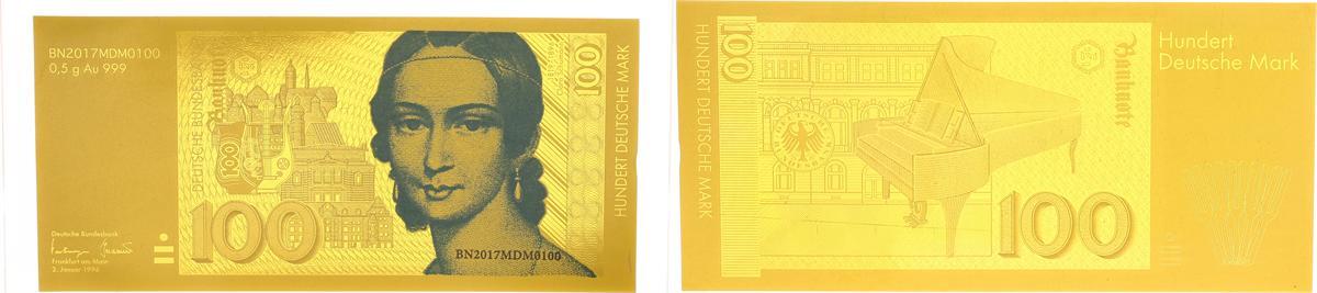 Deutschland - BRD 100 DM - 100 Deutsche Mark aus Gold 100 DM Banknote ...