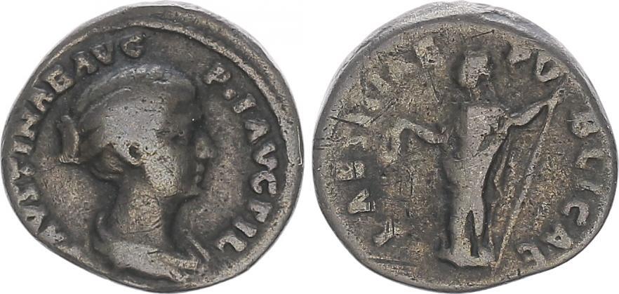Antike / Römische Kaiserzeit, Faustina Filia 176 Faustina II Denar mit schöner Patina, Laetitia ...