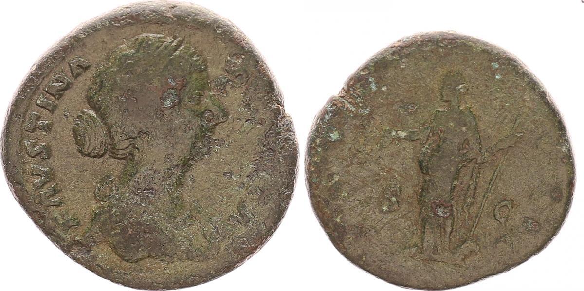 Antike / Römische Kaiserzeit, Faustina Filia Sesterz 176 Faustina II Filia Laetitia n.l.stehend ...