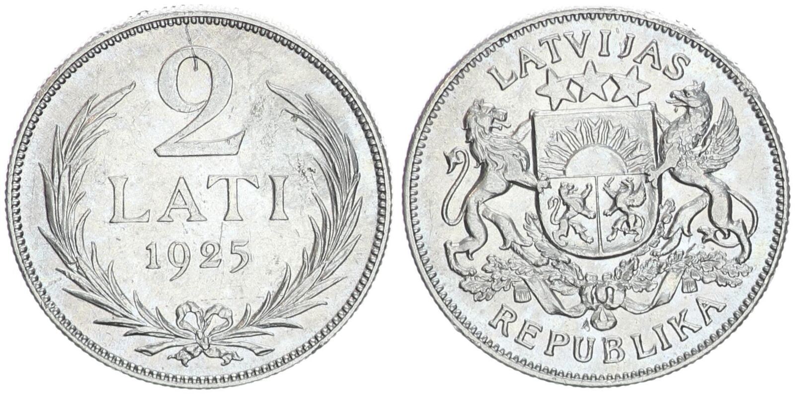 1925 Lettland 2 Lati vz-st | MA-Shops