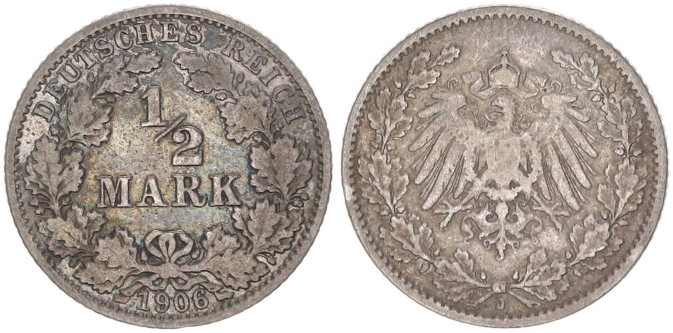 Kaiserreich Deutschland Deutsches Kaiserreich, 1/2 Mark Silber 1906 J ss | MA-Shops
