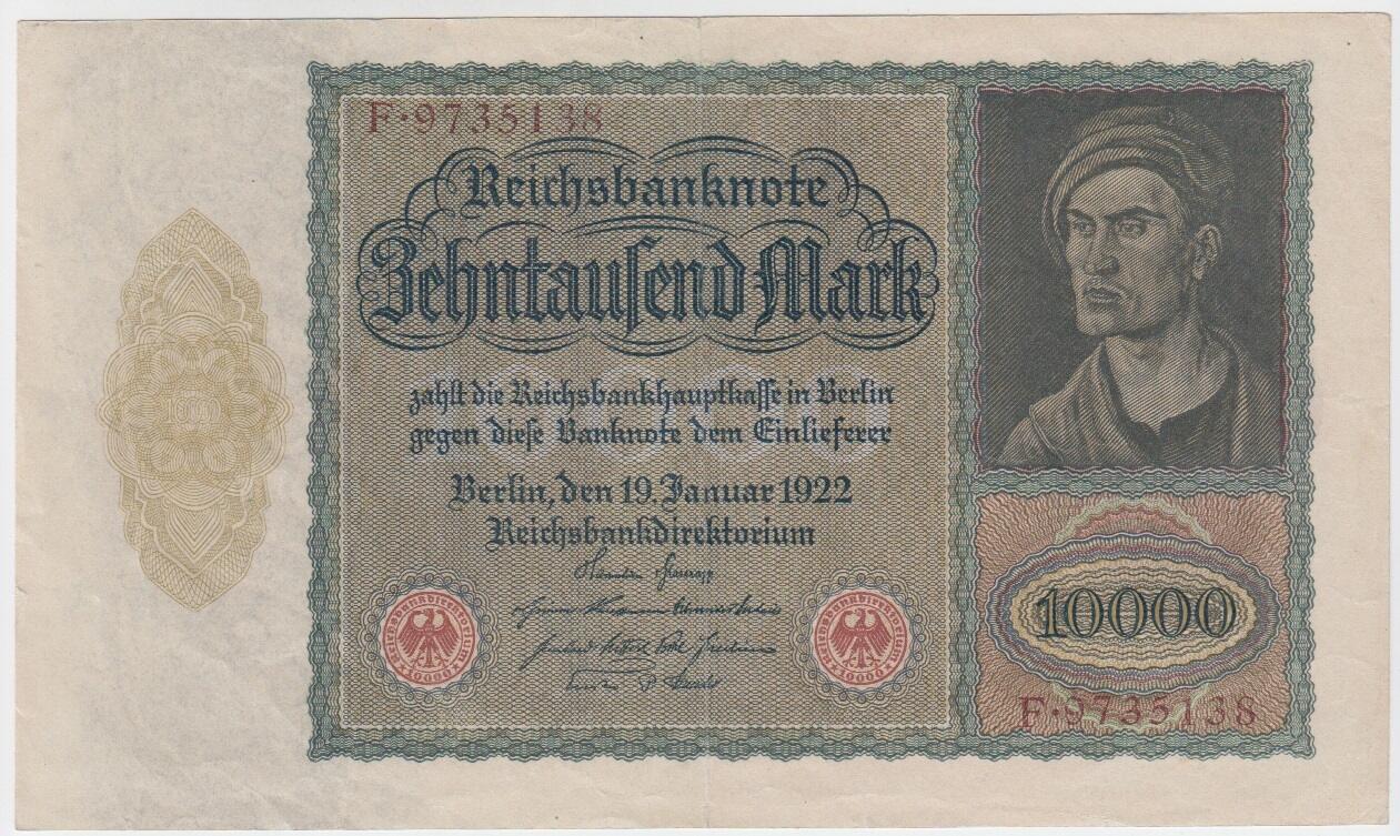 Deutschland 10000 Reichsmark Reichsbanknote 10000 Reichsmark Banknote ...