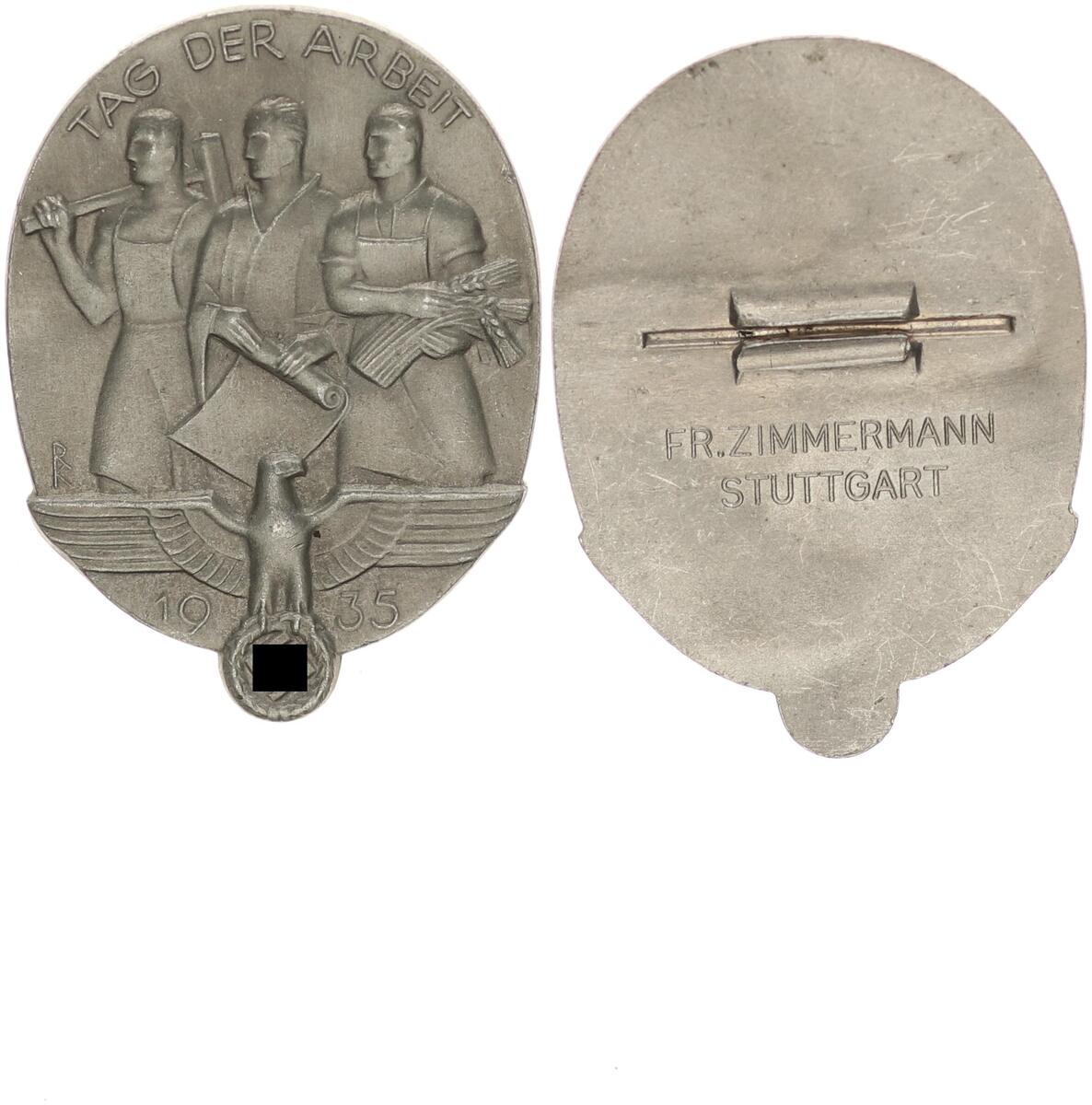 3. Reich Abzeichen Tag der Arbeit 1935 Hersteller Zimmermann guter ...