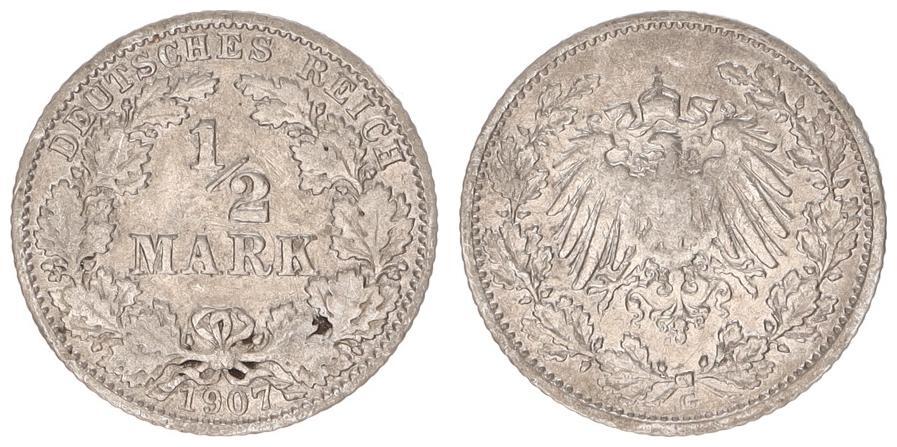 1/2 Mark Silber - 1907 G Deutsches Kaiserreich ss | MA-Shops