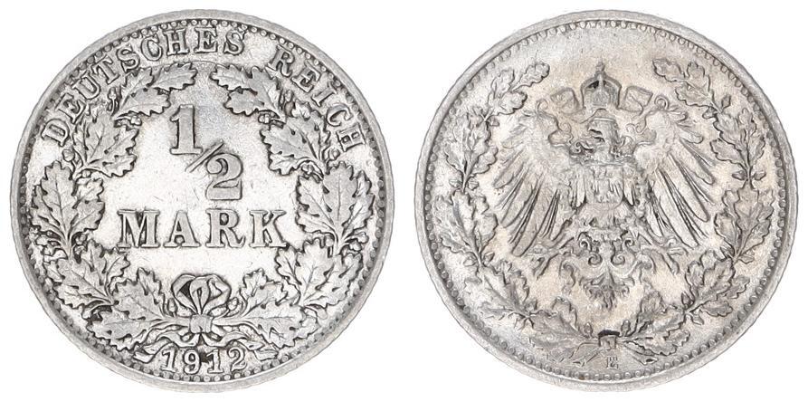 1/2 Mark Silber - 1912 E Deutsches Kaiserreich ss-vz | MA-Shops