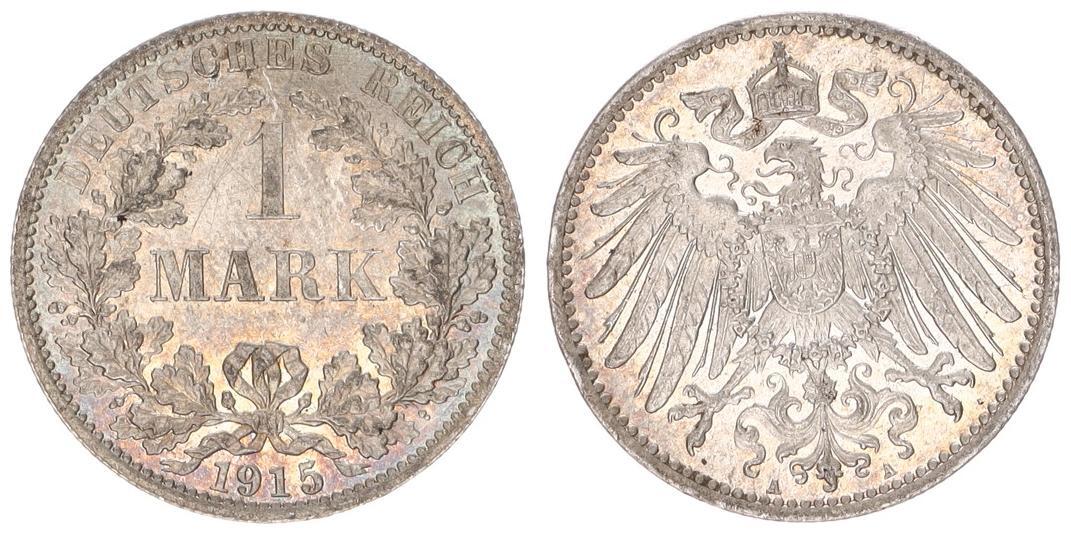 Deutsches Kaiserreich 1 Mark Silber 1915 A * fast Stempelglanz | MA-Shops