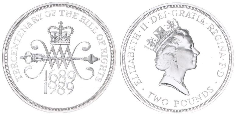 Großbritannien 2 Pounds 1989 300 Jahre Bill of Rights PP in Kapsel | MA ...