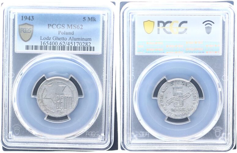 Poland 5 Mark 1943 Aluminium mit Echtheitszertifikat PCGS MS62 | MA-Shops