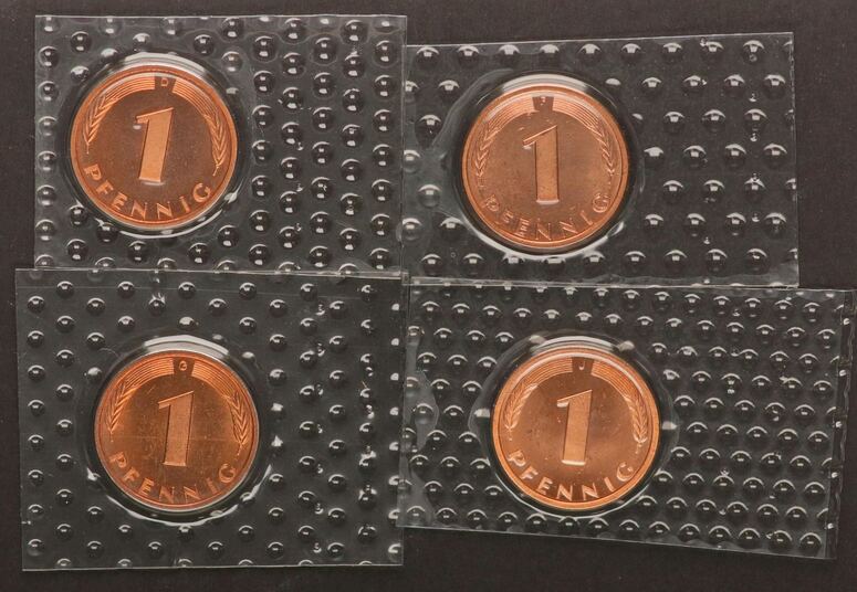 Deutschland 1973 DFGJ 1 Pfennig 1973 D,F,G,J 4 Münzen komplett Polierte ...