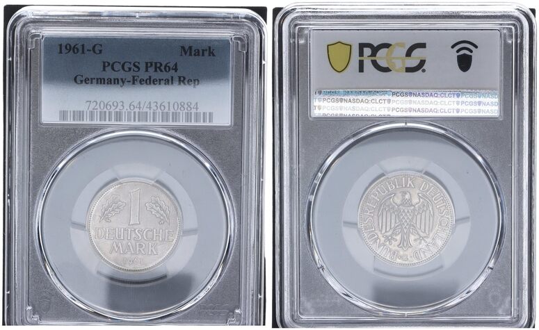 Germany-Federal Rep Mark 1961-G 1 DM Kursmünze 1961 G PP PCGS ...