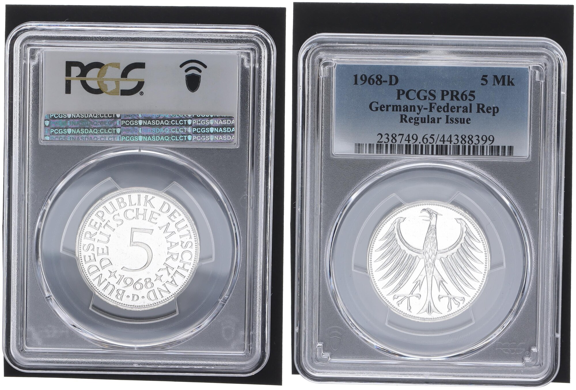 Germany-Federal Rep 5 Mark 1968-D 5 DM Silber Kursmünze 1968 D PCGS ...