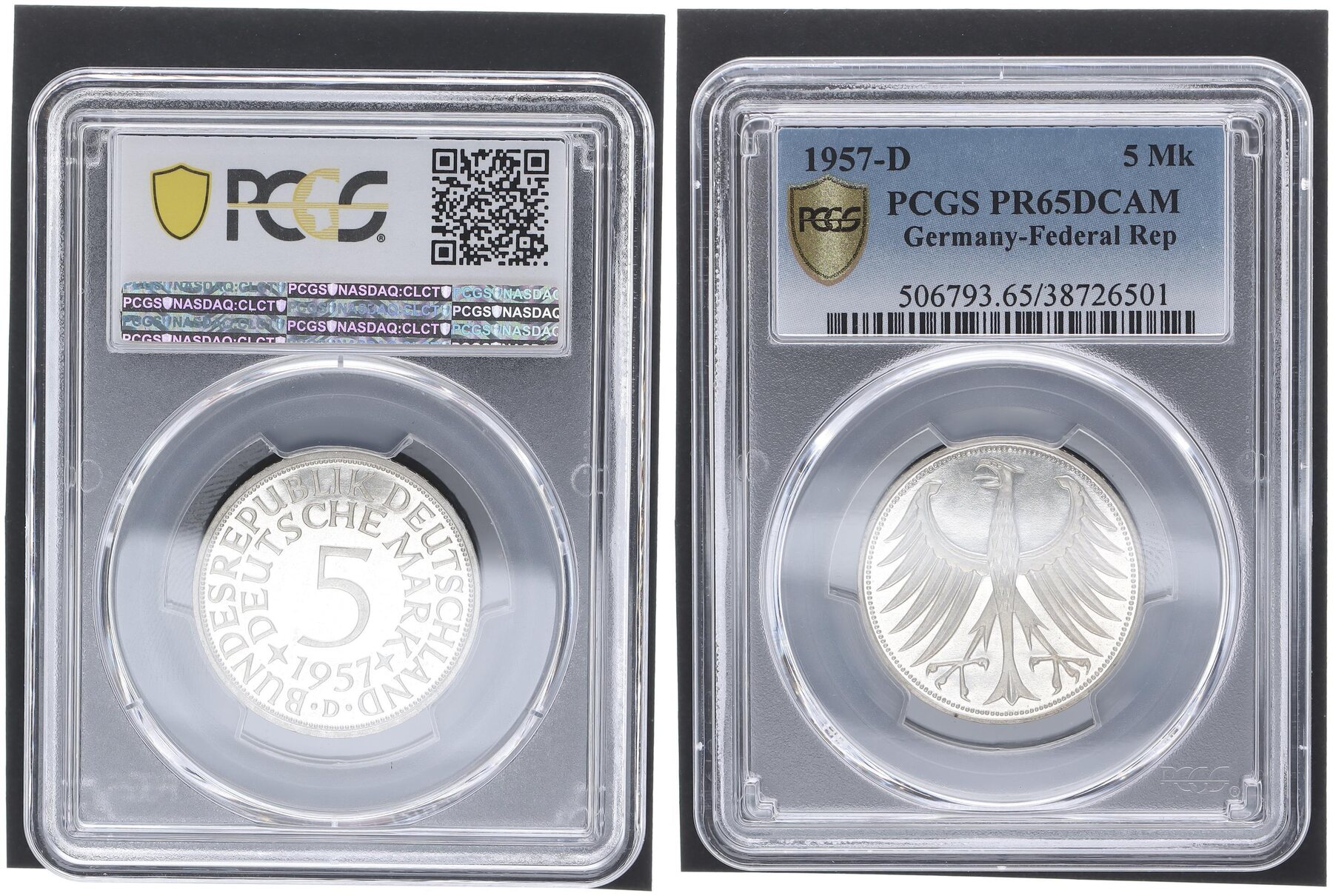 Germany-Federal Rep 1957-D 5 Mark 1957 D PCGS zertifiziert Polierte ...
