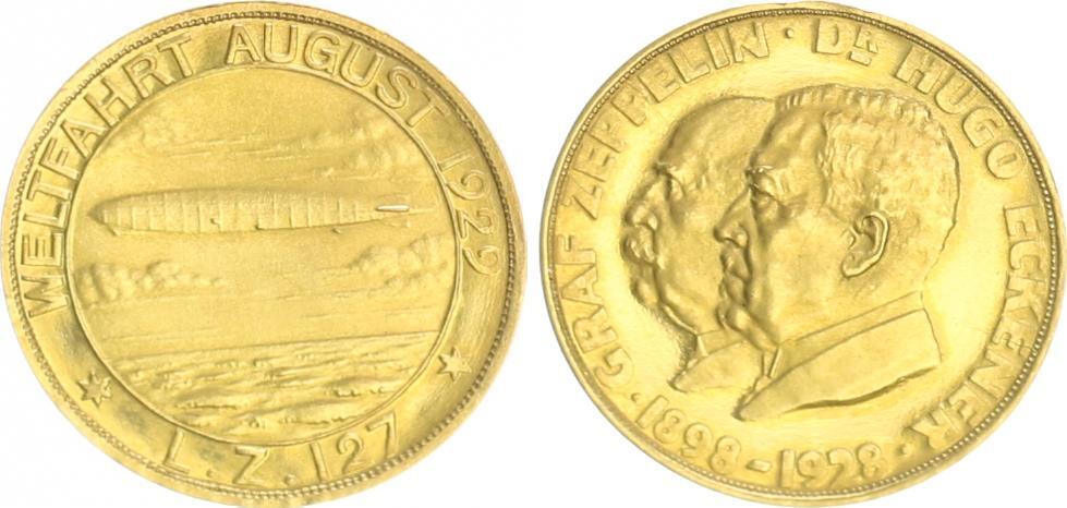 Deutschland / Weimar Deutschland Zeppelin Goldmedaille 1929 sehr selten ...