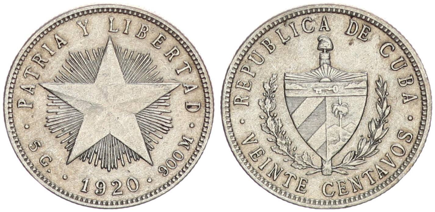 Kuba 20 Centavos Cuba Veinte Centavos 1920 ss | MA-Shops