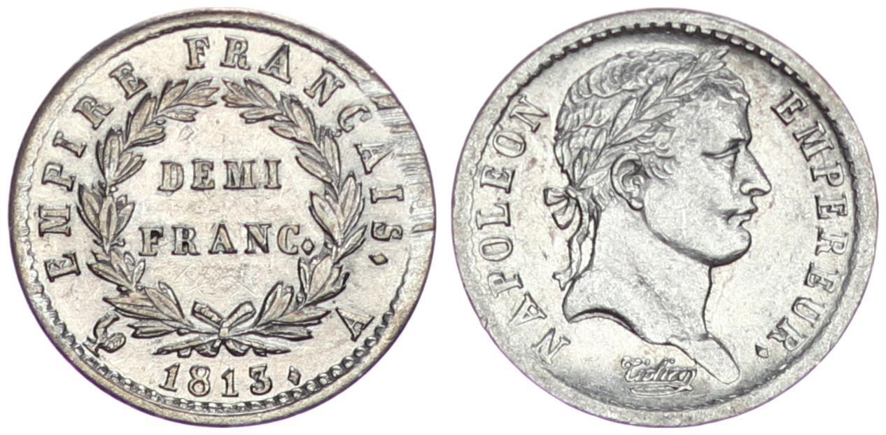 Demi Franc 1/2 Franc Frankreich 1/2 Frank 1813 A = Paris - Kaiser ...