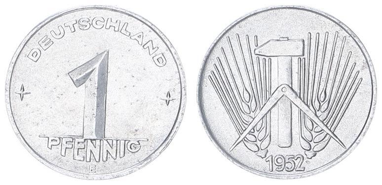 Deutschland / DDR DDR 1 Pfennig 1952 E vz-st/prfr. | MA-Shops