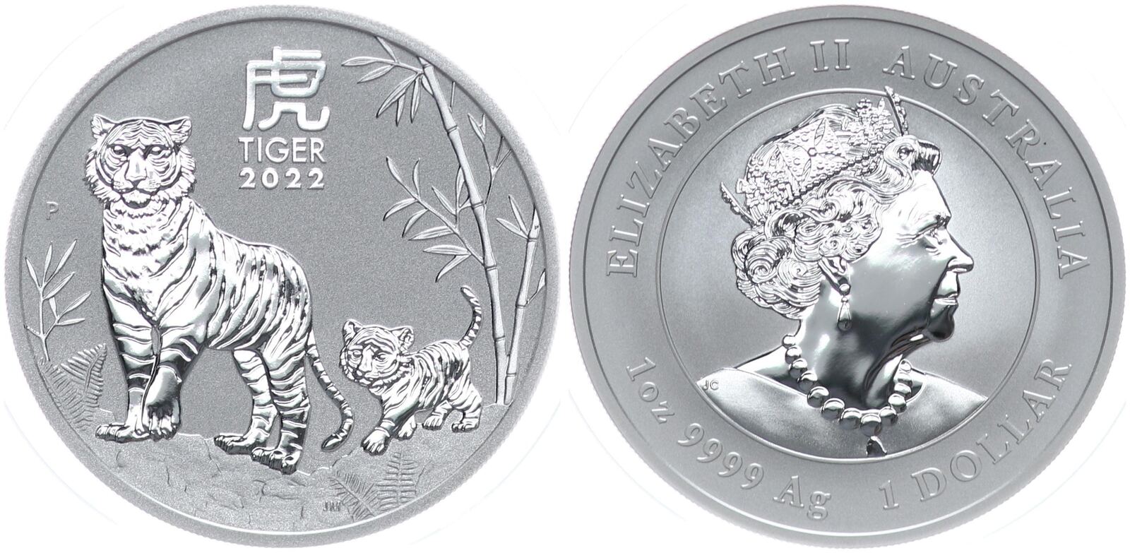 Australien - Lunar Serie 1 Unze Silber - 1 Dollar Lunar III Jahr des Tigers $ 1 Dollar 2022 1 ...