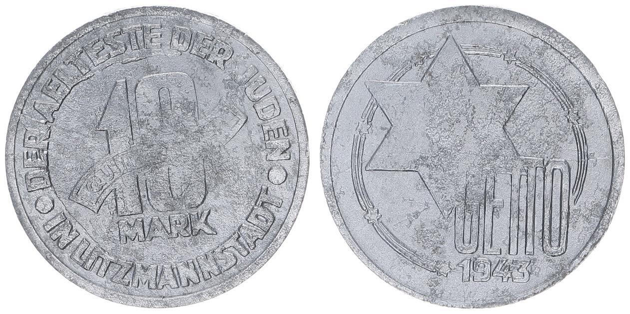Deutschland / Polen / Getto Litzmannstadt 10 Mark (mit Echtheitszertifikat) Getto Litzmannstadt ...