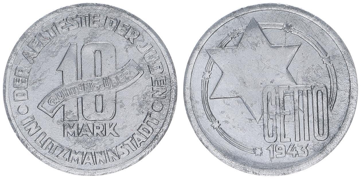 Deutschland / Polen / Getto Litzmannstadt 10 Mark (mit Echtheitszertifikat) Getto Litzmannstadt ...