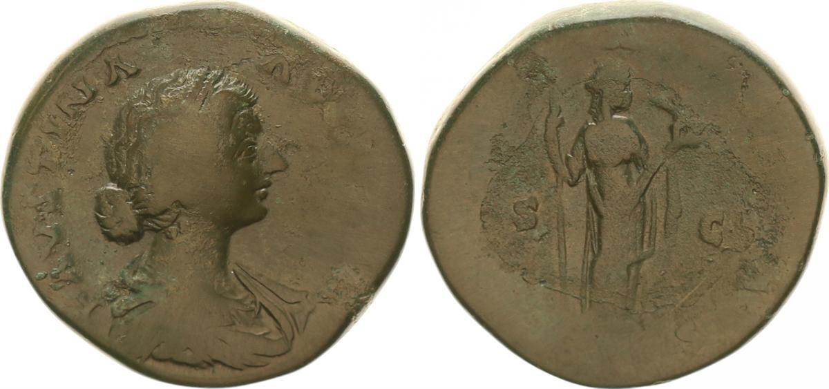 Antike / Kaiserzeit, Faustina II 147-176 Faustina Filia (II) Sesterz Fecunditas n.r. stehend s ...