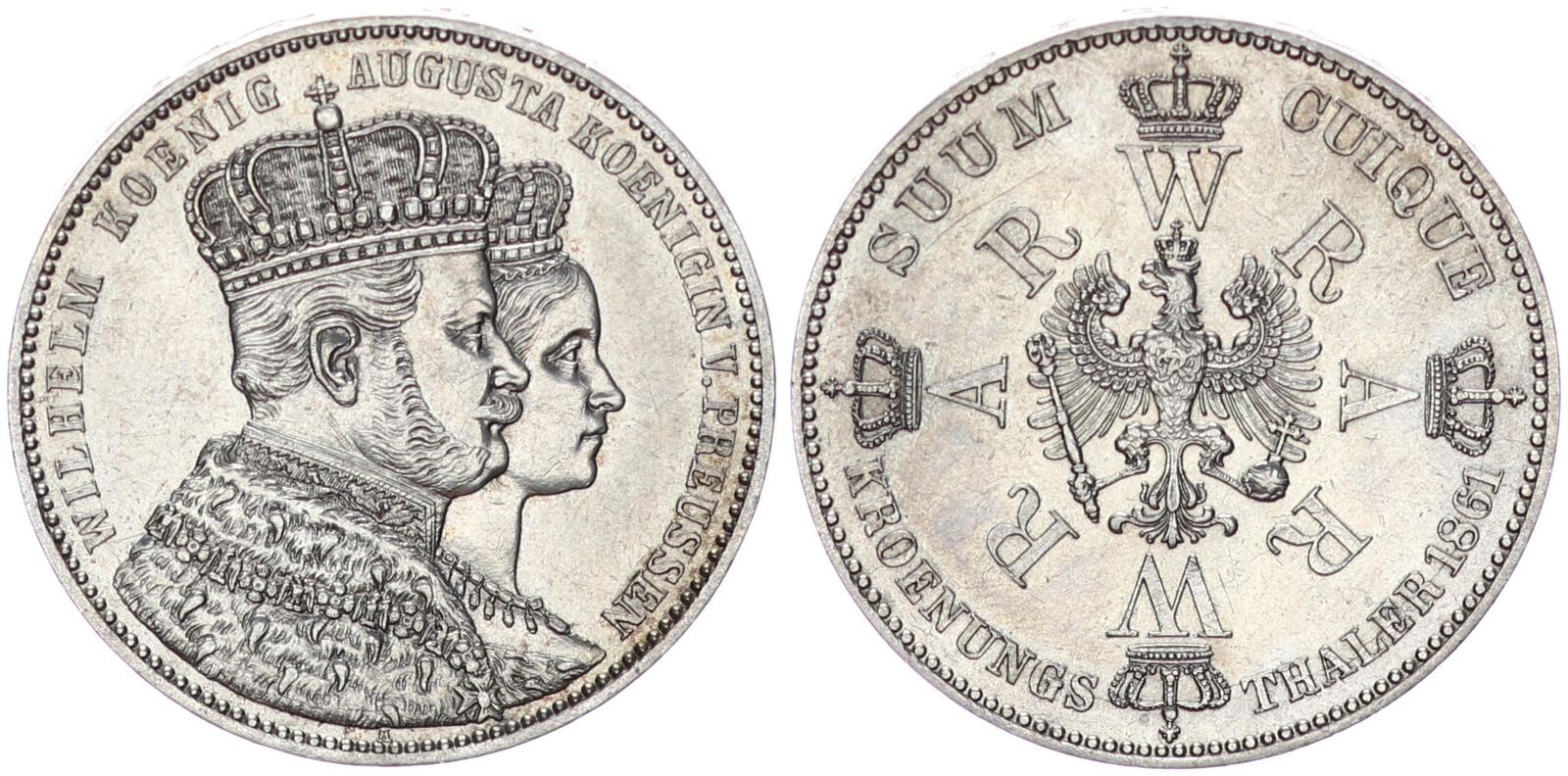 Krönungstaler Preußen 1 Taler Krönungsthaler 1861 Wilhelm I. und ...