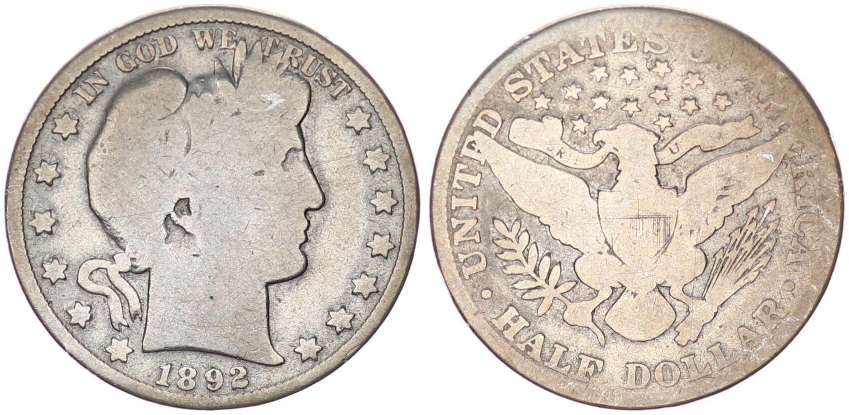 1892 USA Half Dollar 1892 - 1/2 Dollar Barber (1892-1915) s | MA-Shops